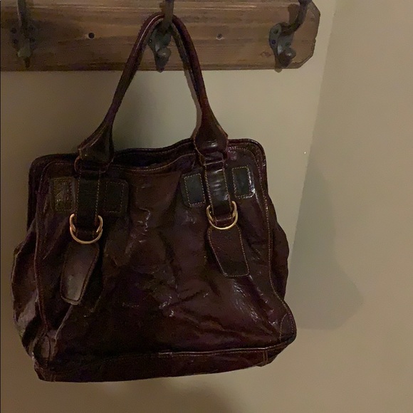 Chloe | Bags | Chloe Maroon Patent Handbag With Gold Hardware | Poshmark